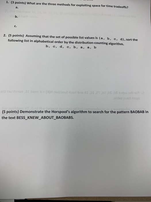 Solved 1. (3 points) What are the three methods for | Chegg.com