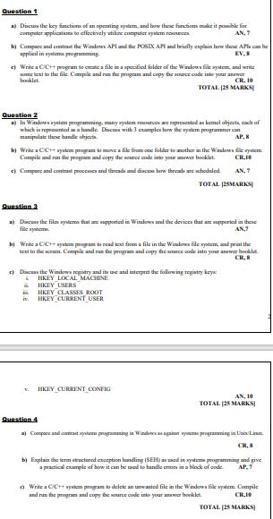 Solved Question 1 a) Discuss the key functions of an | Chegg.com