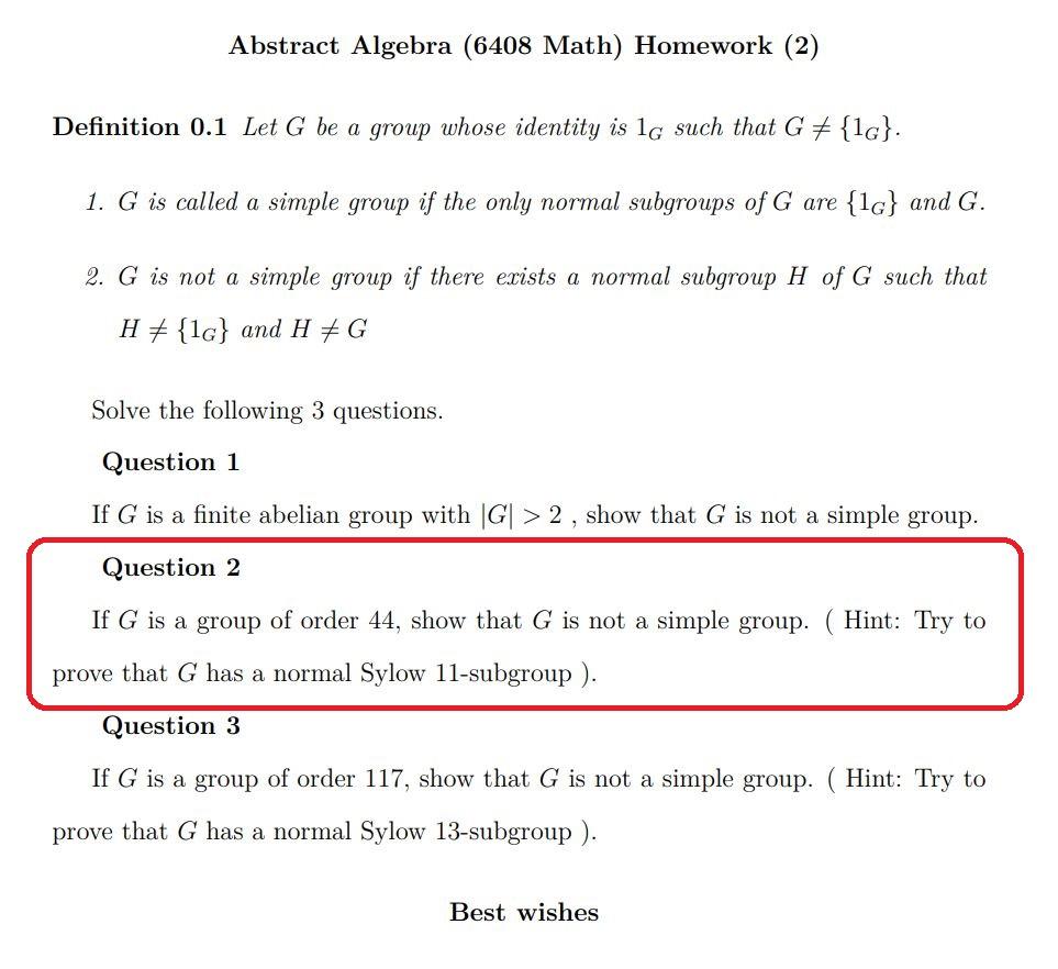 Solved Abstract Algebra (6408 Math) Homework (2) Definition | Chegg.com
