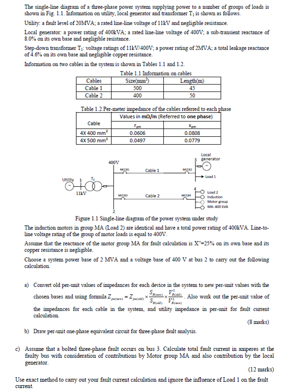 Solved The single-line diagram of a three-phase power system | Chegg.com
