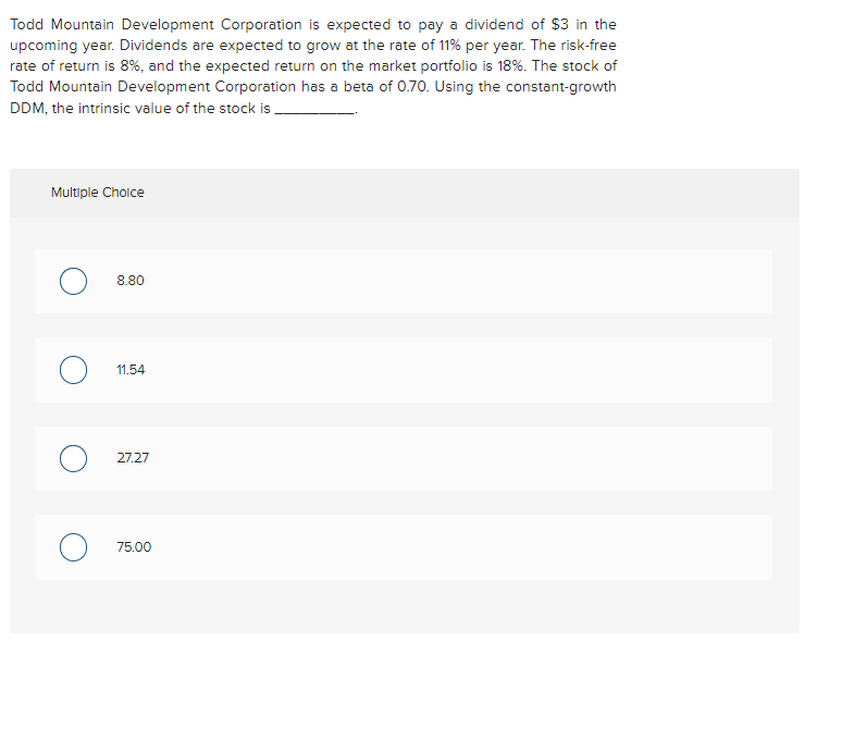Solved Todd Mountain Development Corporation is expected to | Chegg.com