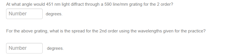 Solved At what angle would 451nm ﻿light diffract through a | Chegg.com