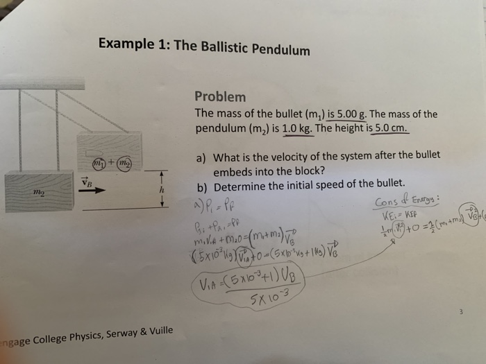 Solved Example 1: The Ballistic Pendulum Problem The mass of | Chegg.com