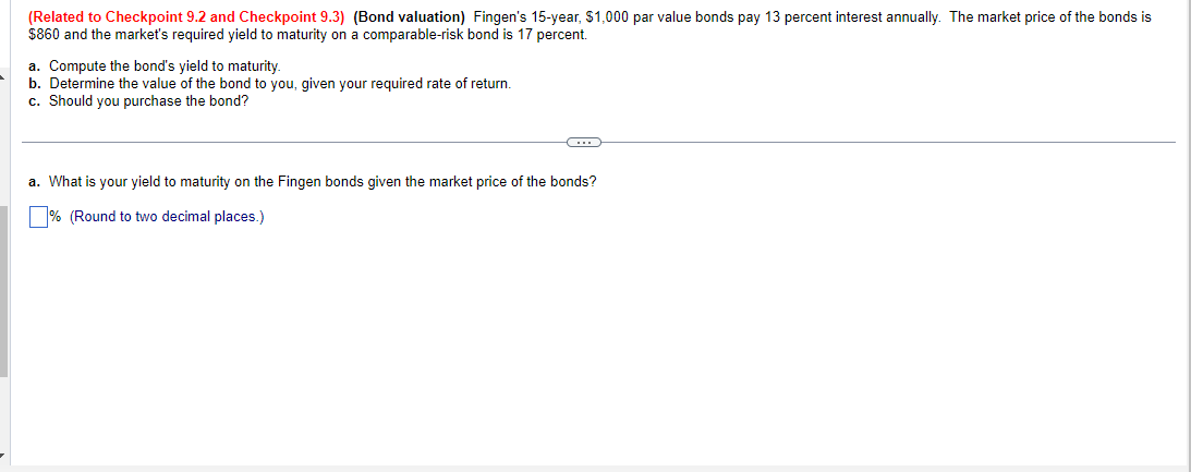 Solved (Related to Checkpoint 9.2 and Checkpoint 9.3) (Bond | Chegg.com