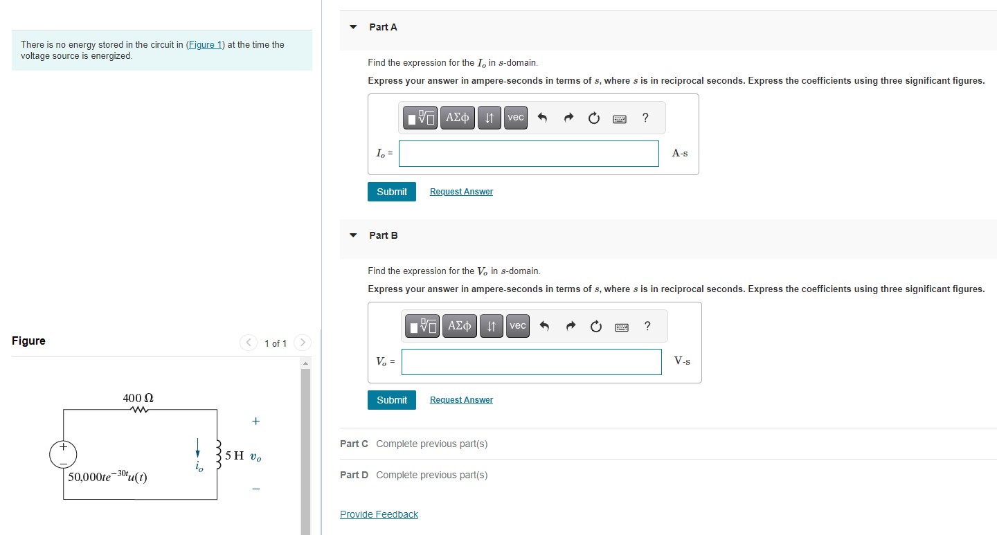 Solved There is no energy stored in the circuit in (Figure | Chegg.com