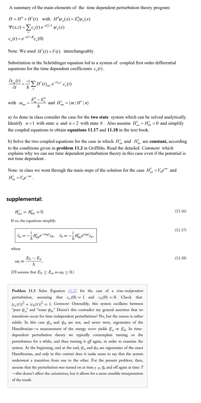 Solved A summary of the main elements of the time dependent | Chegg.com