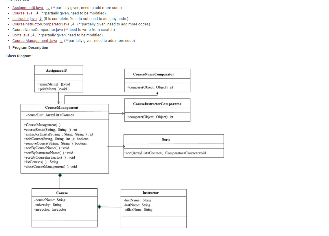 Assignment8.java (**partially given, need to add more | Chegg.com