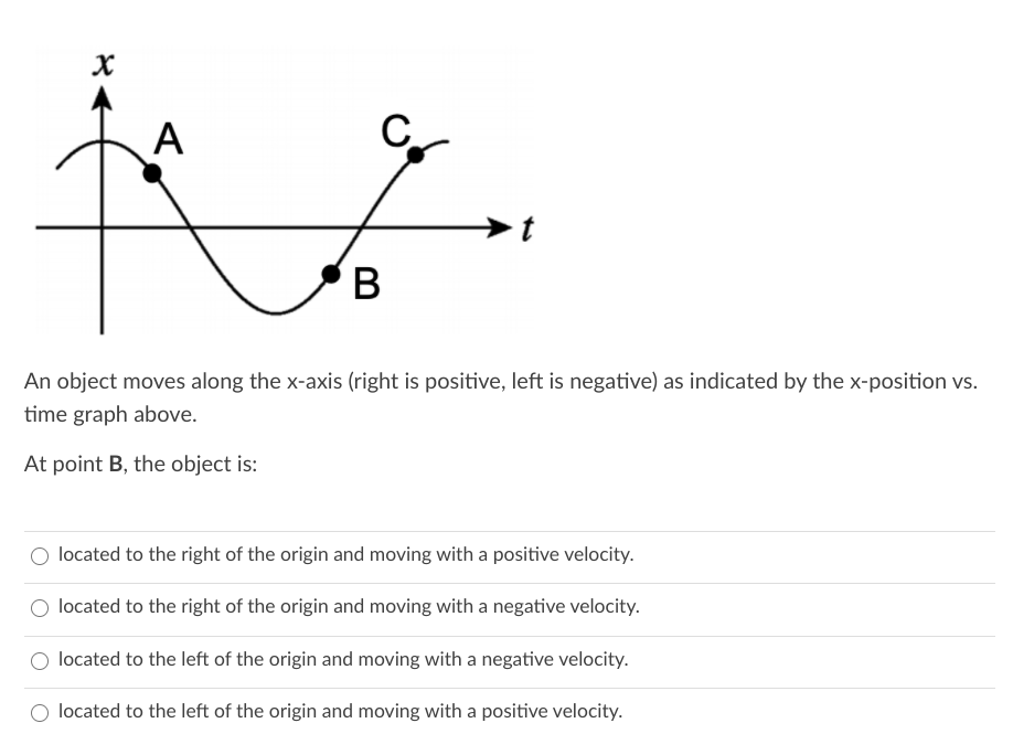 Solved х A С. B An object moves along the x-axis (right is | Chegg.com