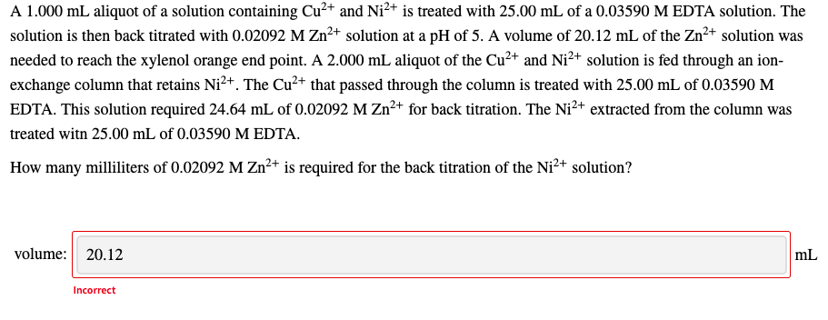 Solved A 1.000 mL aliquot of a solution containing Cu²+ and | Chegg.com