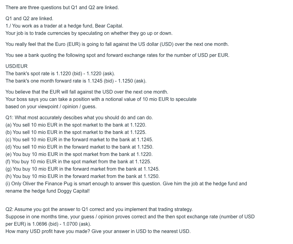 Solved There are three questions but Q1 and Q2 are linked.Q1 | Chegg.com