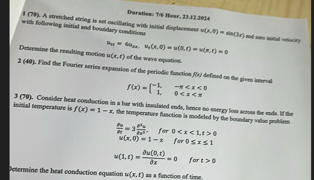 Solved 1 (70). ﻿A stretched string is ﻿set oscillating with | Chegg.com