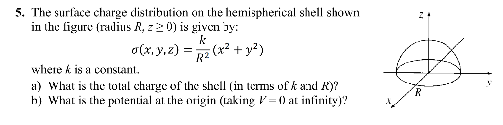 Solved 5. The surface charge distribution on the | Chegg.com