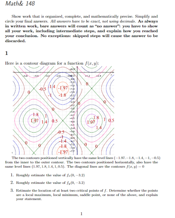 Solved Math& 148 Show work that is organized, complete, and | Chegg.com