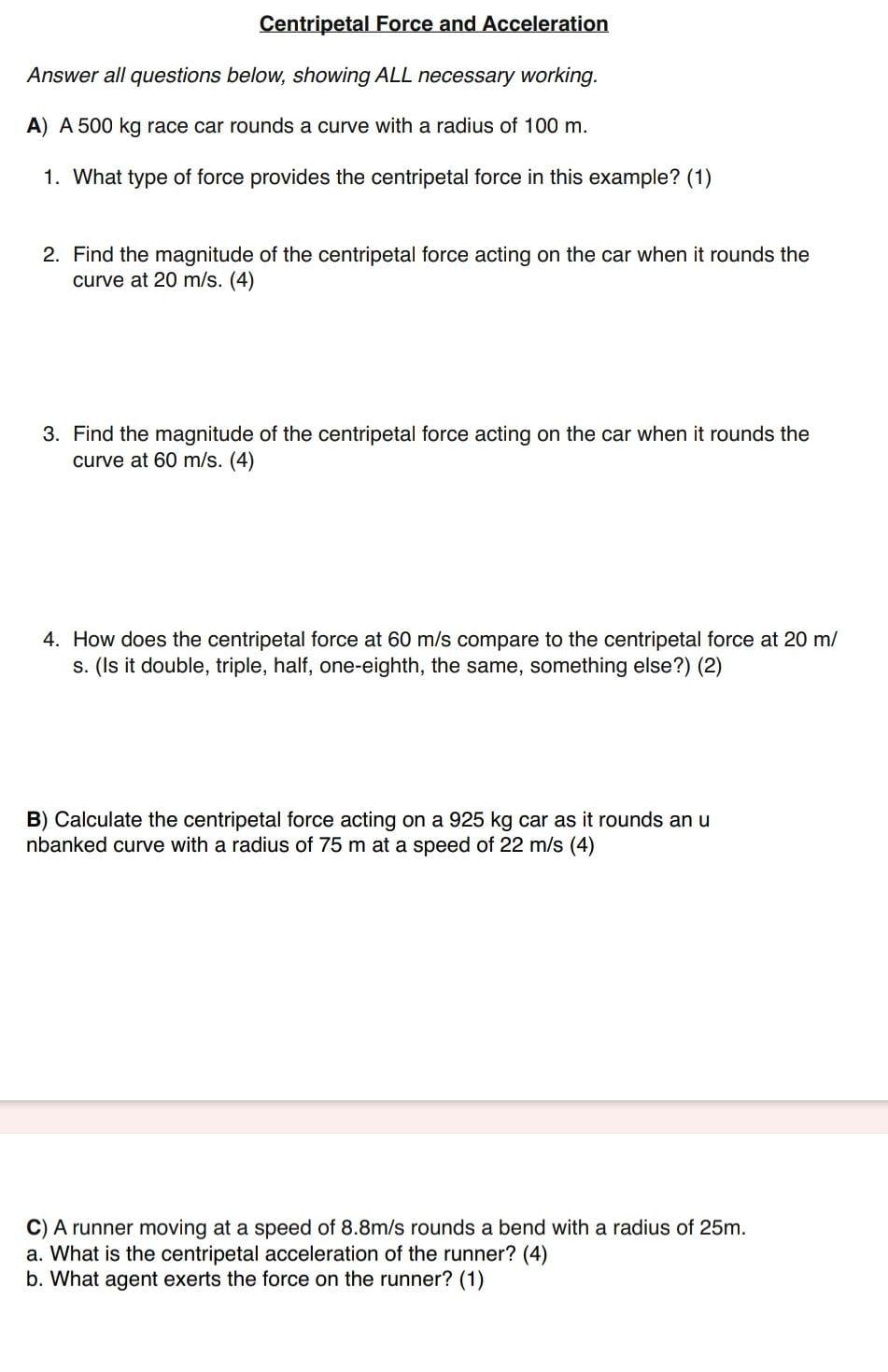 Solved Answer all questions below, showing ALL necessary | Chegg.com