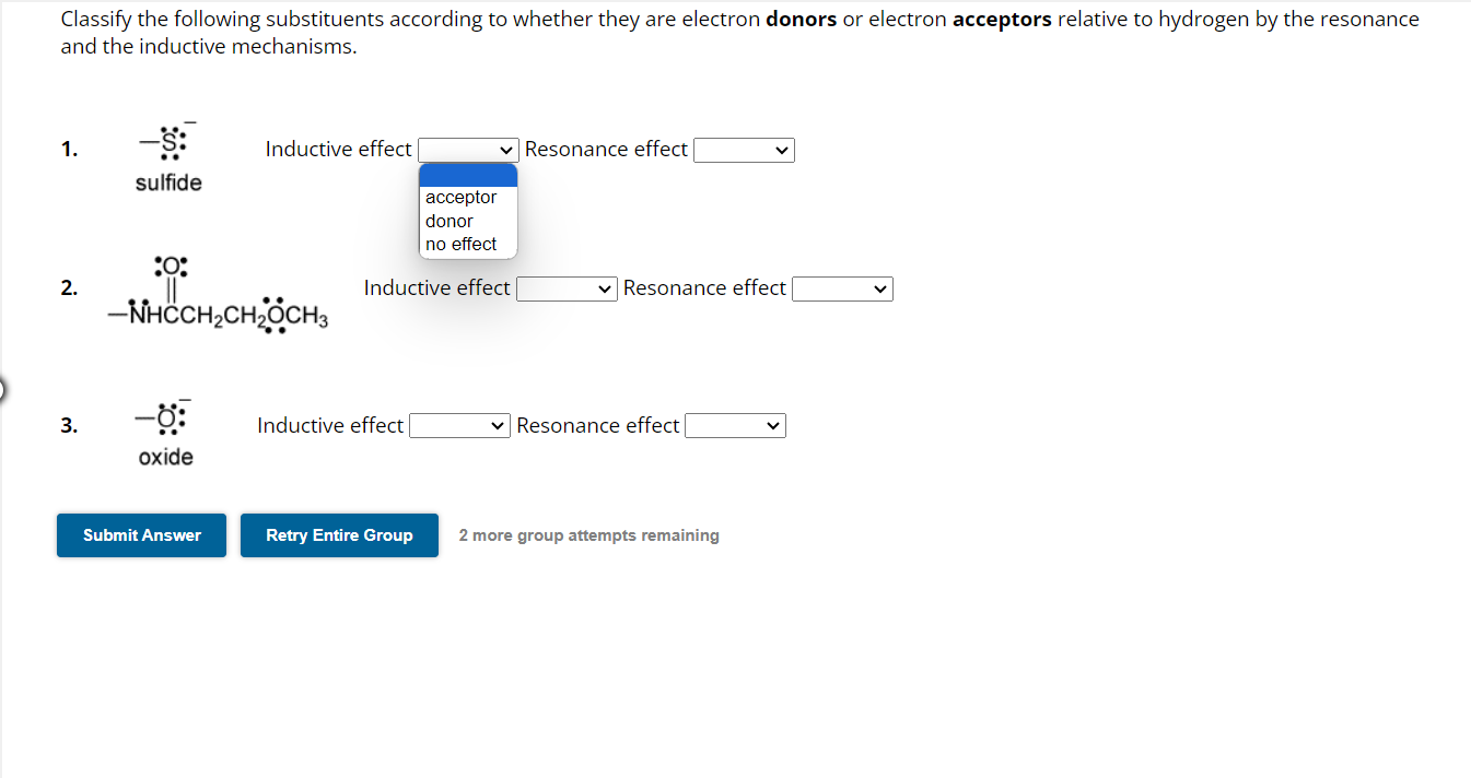 Solved Classify the following substituents according to | Chegg.com
