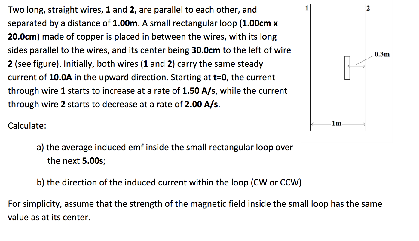 Solved 2 0.3m Two long, straight wires, 1 and 2, are | Chegg.com