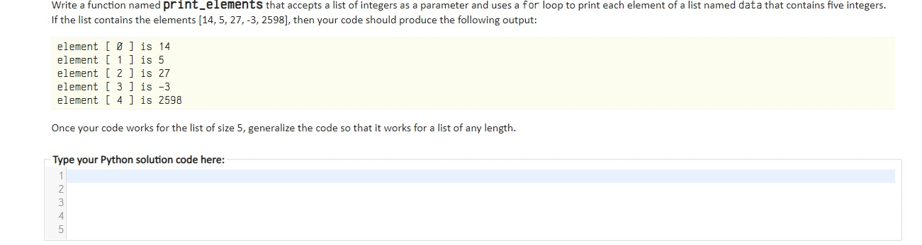 Solved Write a function named print_elements that accepts a | Chegg.com