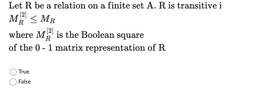 Solved Question 6 (1 ﻿point) ﻿Let R be a relation on a | Chegg.com