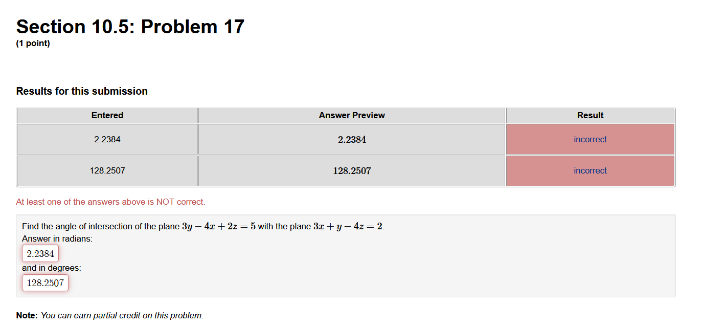 Solved Section 10.5: Problem 17 (1 point) Results for this | Chegg.com