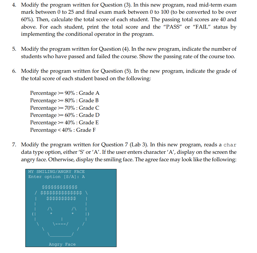 Solved 7. Write a program that prints on the screen a | Chegg.com