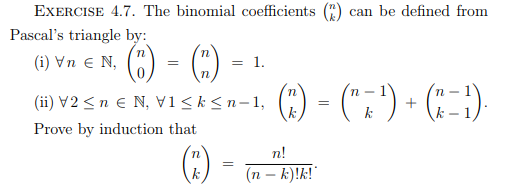 Solved EXERCISE 4.7. The binomial coefficients () can be | Chegg.com