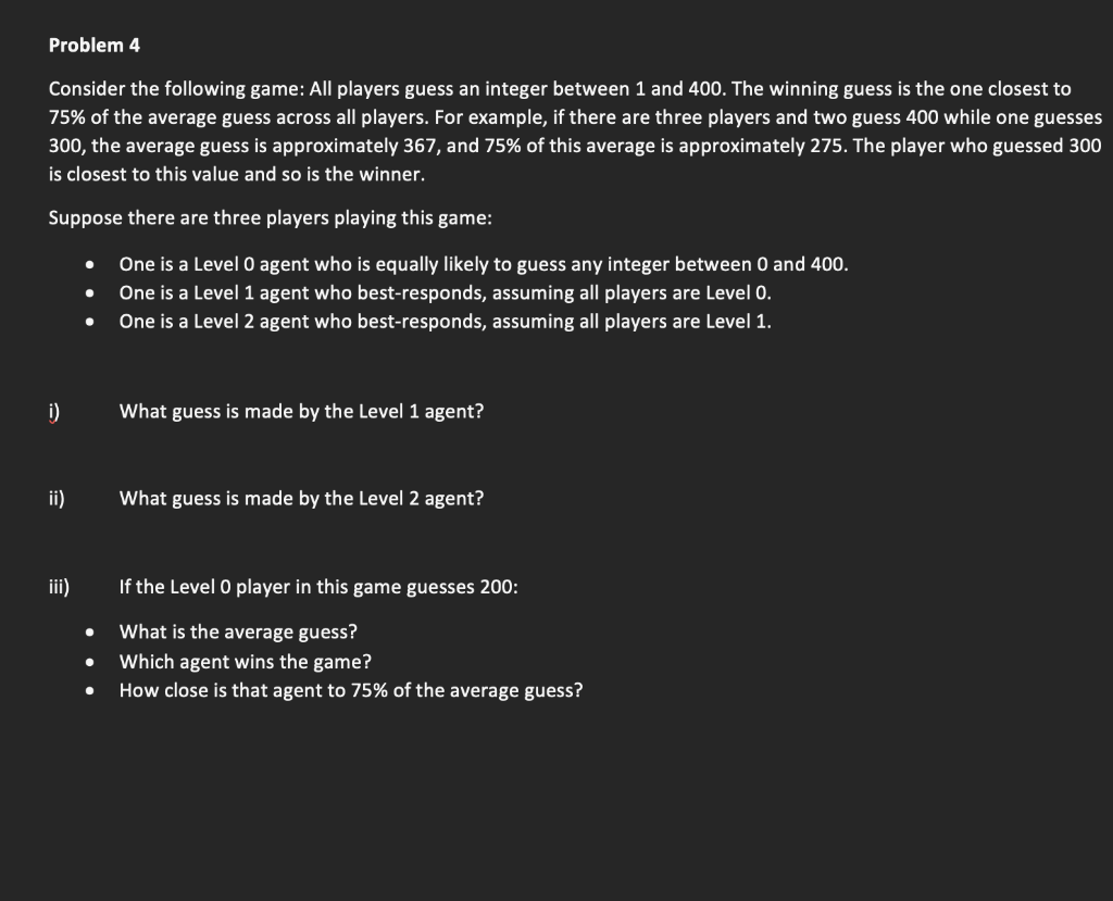 Problem 4 Consider the following game: All players | Chegg.com