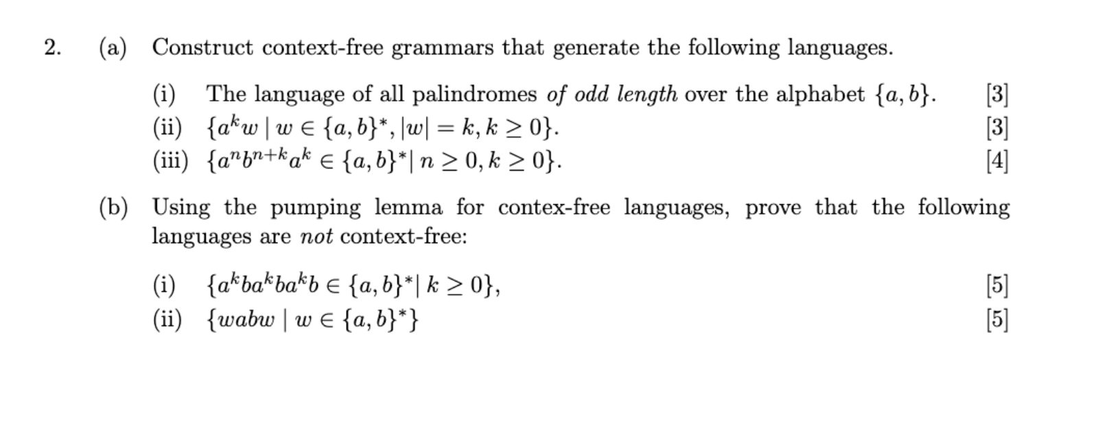 Solved 2. . > (a) Construct context-free grammars that | Chegg.com
