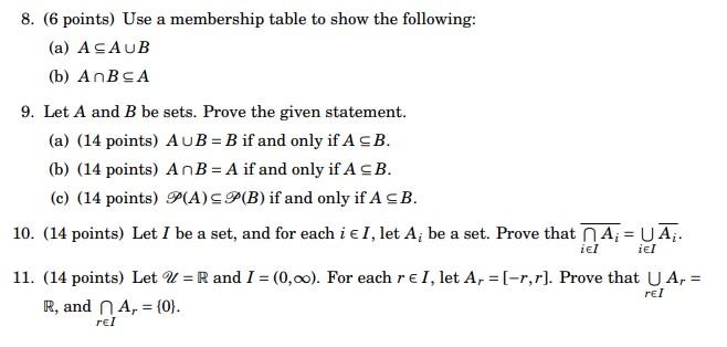 Solved 8. 6 points) Use a membership table to show the | Chegg.com