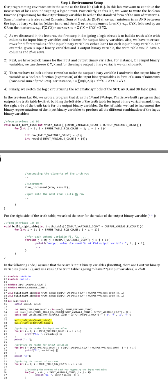 Step 1. Environment Setup Our programming environment | Chegg.com