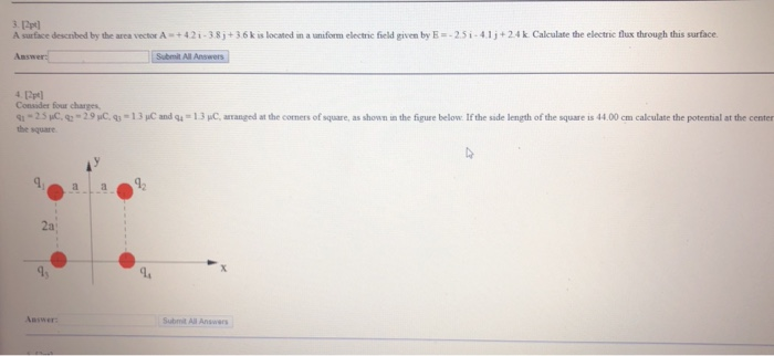 Solved 3 2pt] A surface descnibed by the area vector A- | Chegg.com