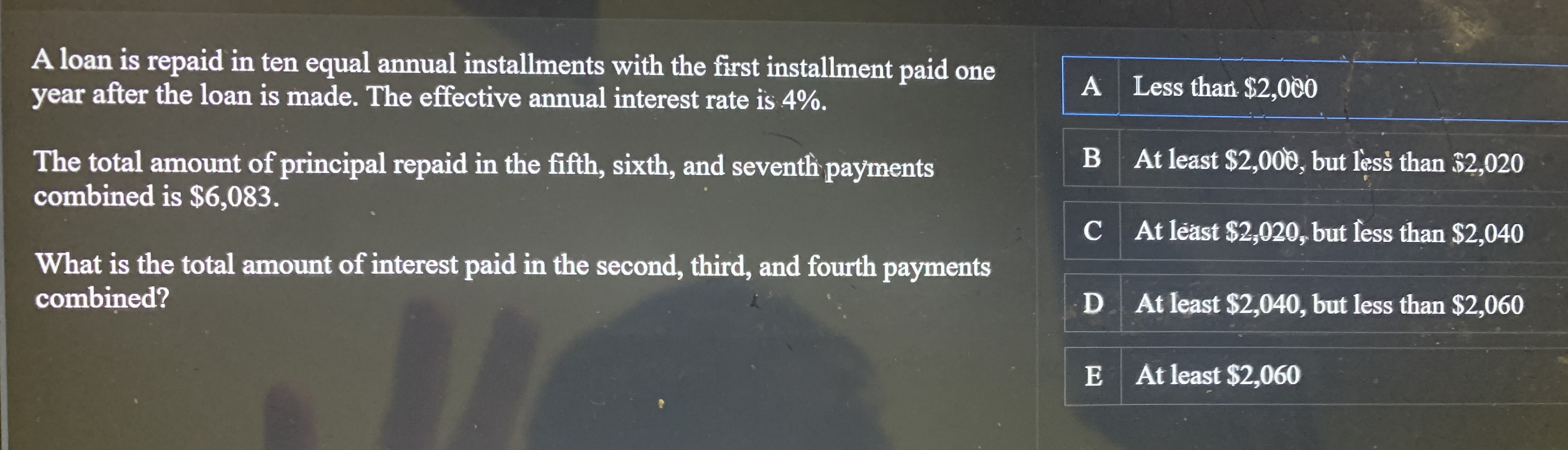 Solved A loan is repaid in ten equal annual installments | Chegg.com