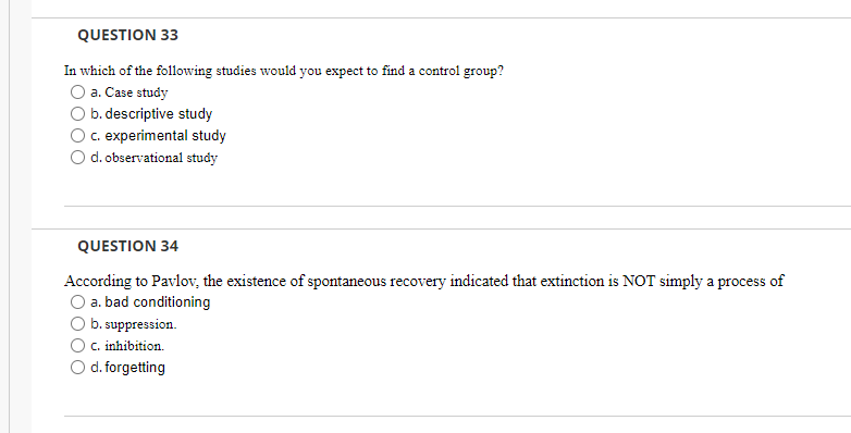 Solved QUESTION 33 In which of the following studies would | Chegg.com