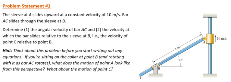 Solved Problem Statement #1 The sleeve at A slides upward at | Chegg.com