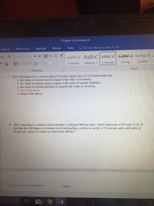 Solved Layout References Mailings Review View Tell Me What
