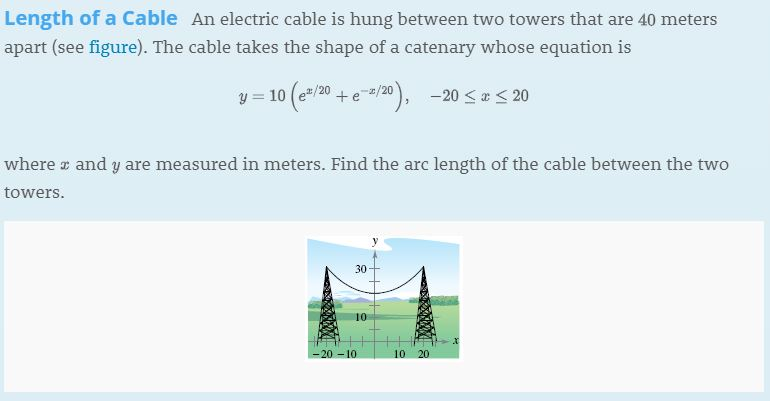 Solved Length of a Cable An electric cable is hung between | Chegg.com