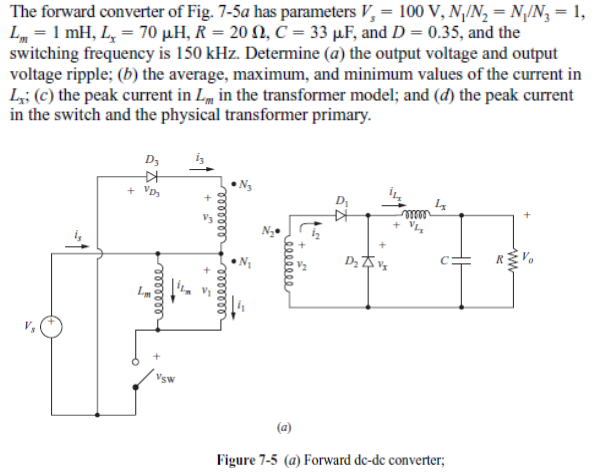 Solved The forward converter of Fig. 7-5a has parameters | Chegg.com