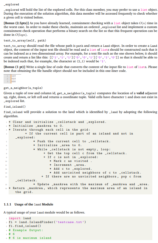 Solved 1 Finding Island (10 pts) In this assignment you are | Chegg.com