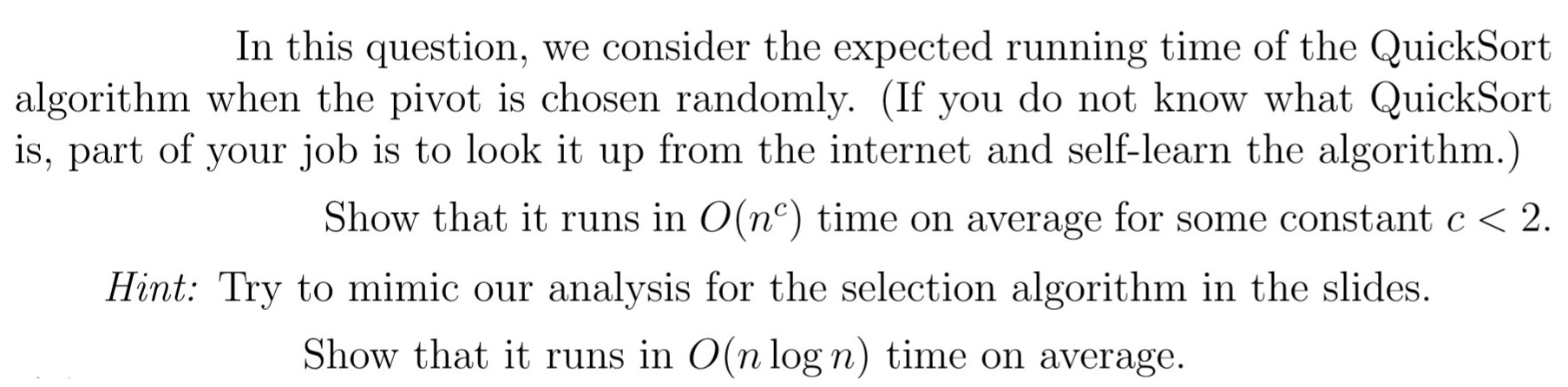Solved In this question, we consider the expected running | Chegg.com