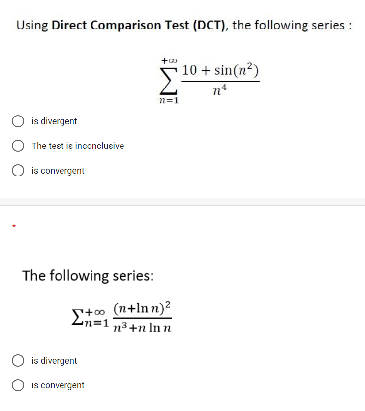 Solved Using Limit Comparison Test (LCT), the following | Chegg.com