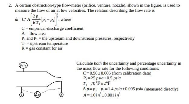 Solved 2p p.) RT 2. A certain obstruction-type flow-meter | Chegg.com
