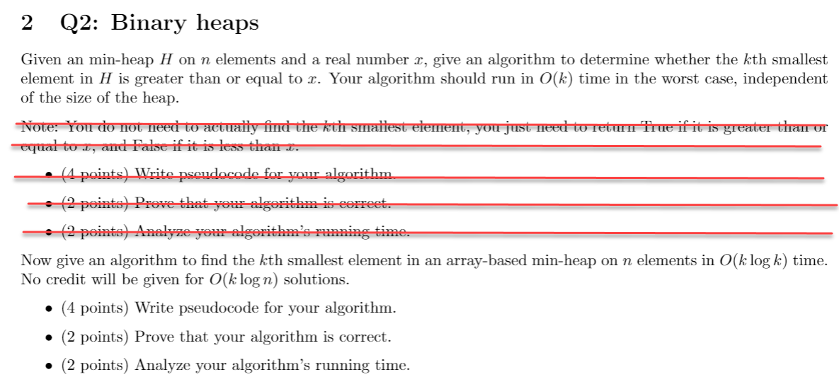 2 Q2: Binary heaps Given an min-heap H on n elements | Chegg.com