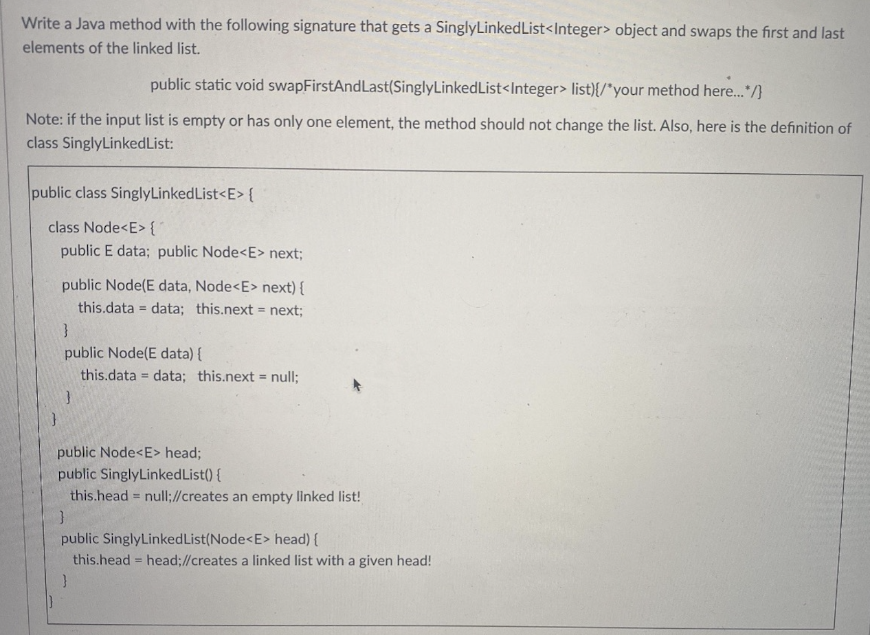 Solved Write a Java method with the following signature that | Chegg.com