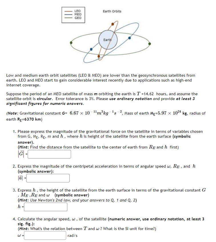Solved = LEO MEO GEO Earth Orbits Earth Low and medium earth | Chegg.com