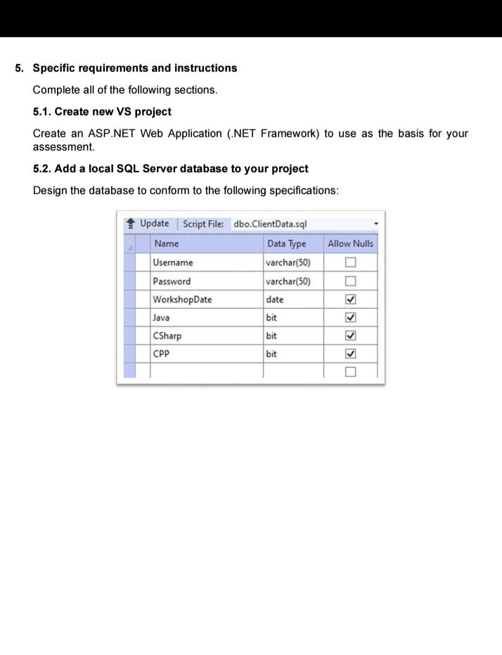 Solved 5. Specific requirements and instructions Complete | Chegg.com