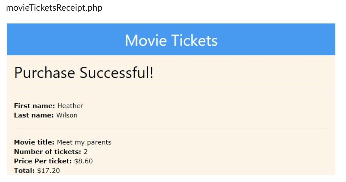 Solved Create a PHP website to purchase movie tickets. It | Chegg.com
