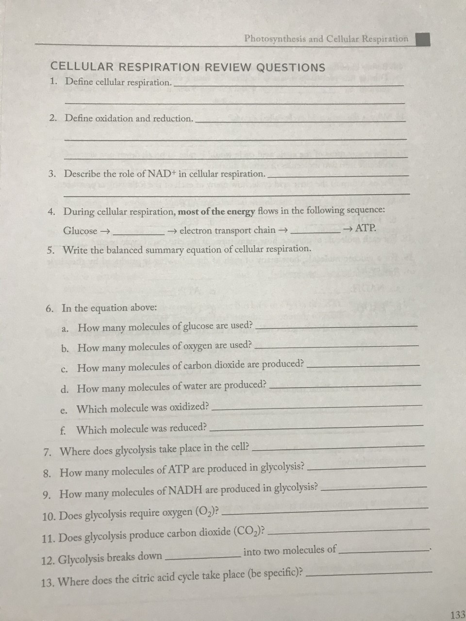 Solved Photosynthesis and Cellular Respiration CELLULAR | Chegg.com