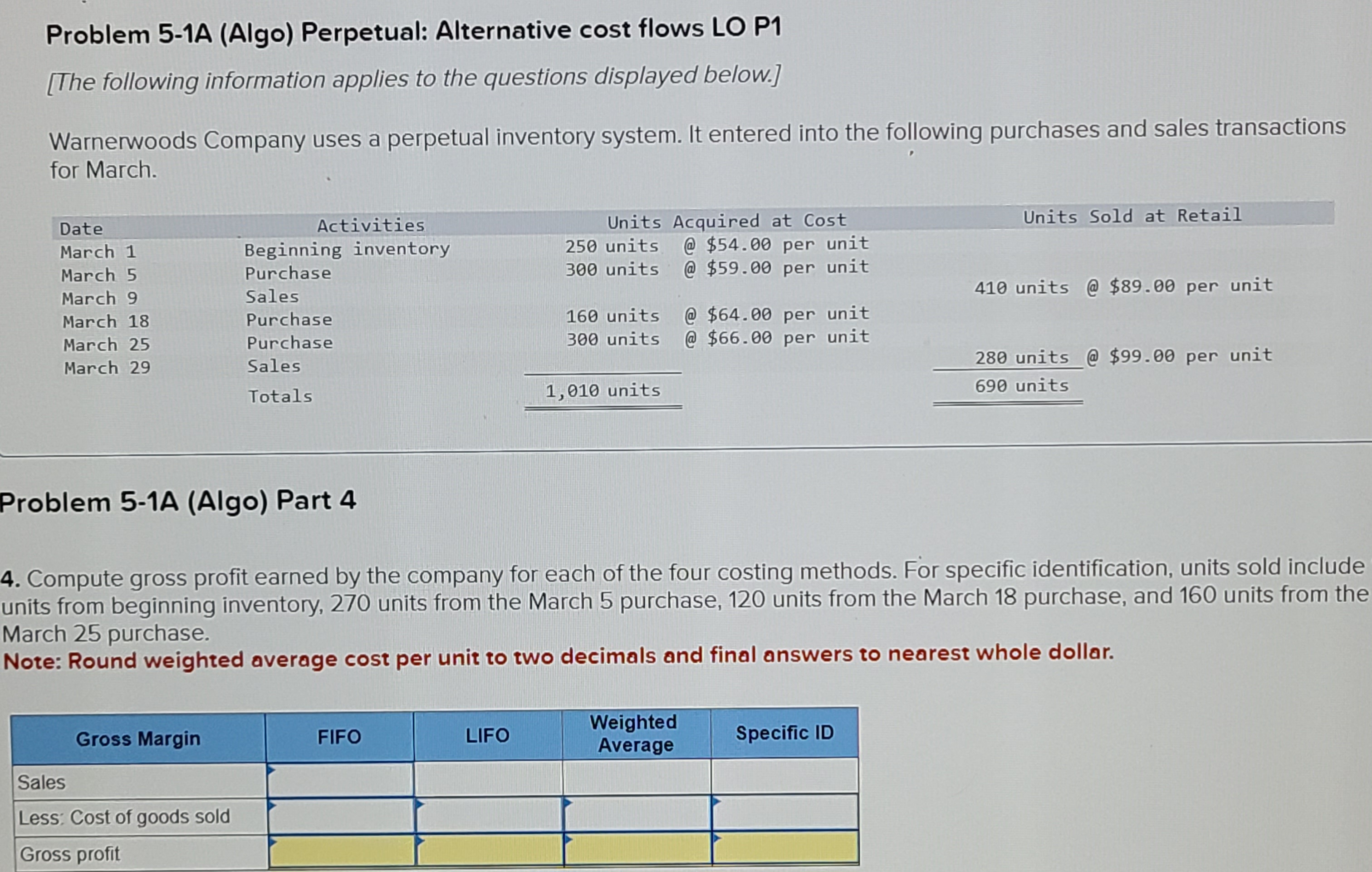 Problem 5-1A (Algo) Perpetual: Alternative cost flows | Chegg.com