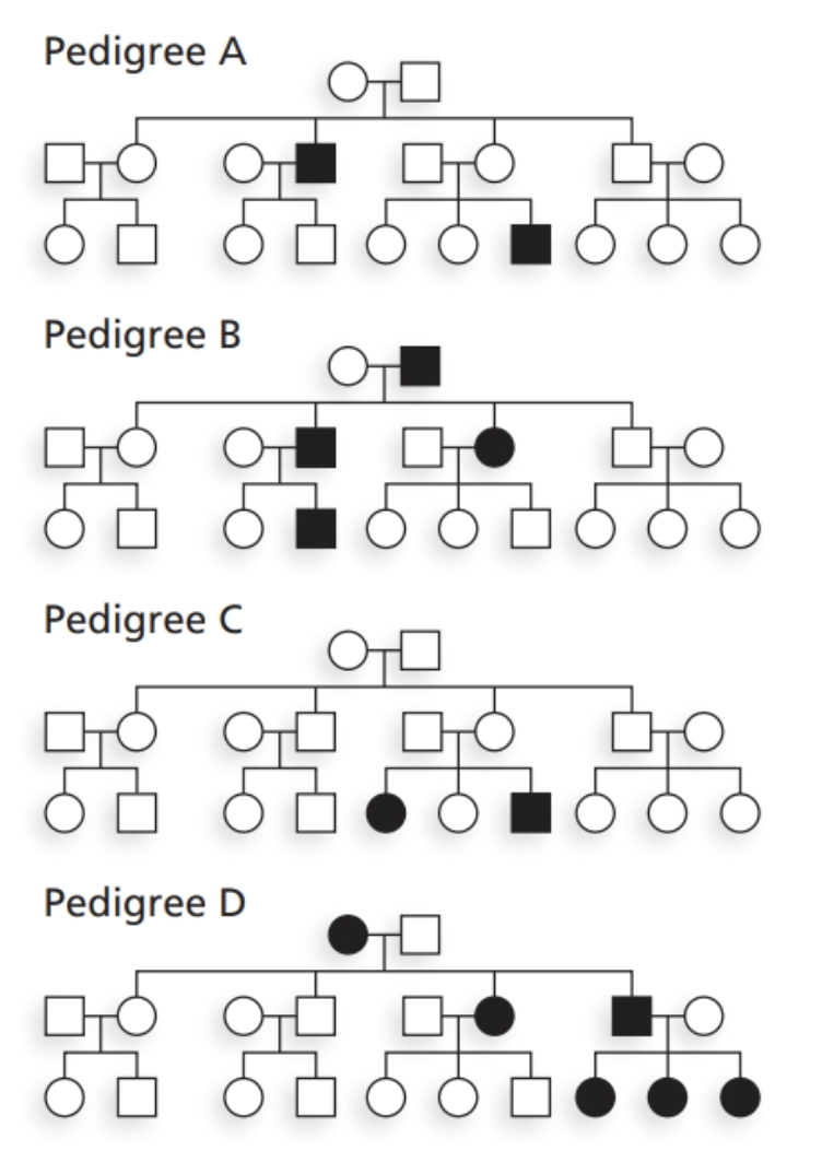 Solved 20. For each pedigree shown, a. Identify which simple | Chegg.com