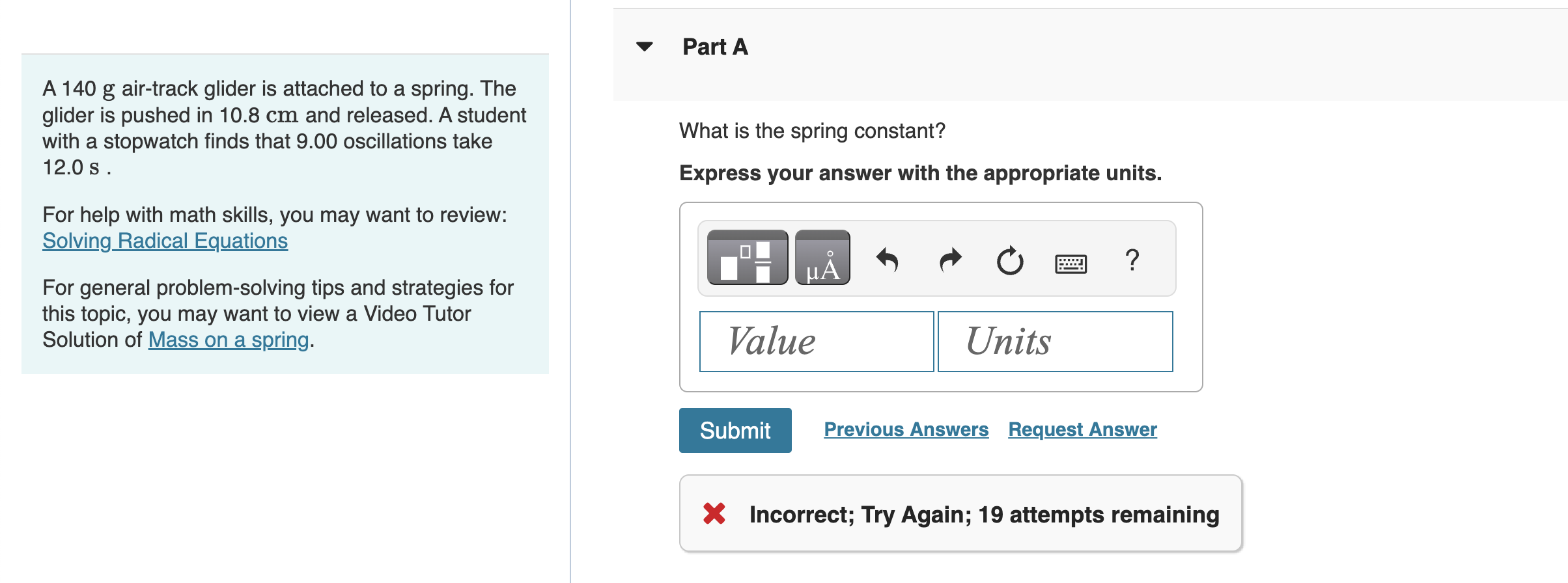 Solved A 140 g air-track glider is attached to a spring. The | Chegg.com