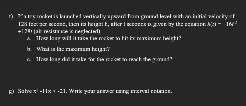 Solved f) If a toy rocket is launched vertically upward from | Chegg.com
